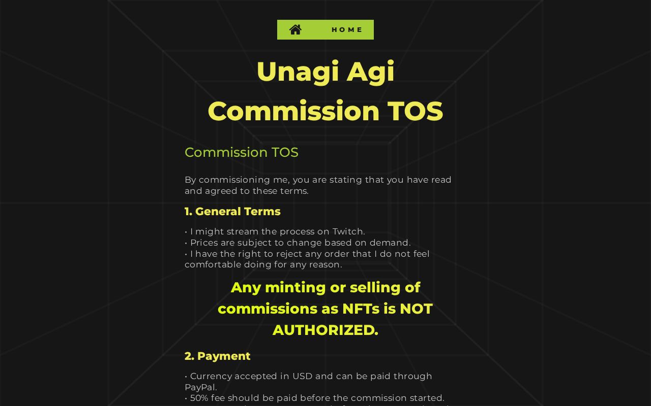 unagiagi commission TOS